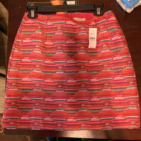 LOFT | Skirts | Loft Lined Aline Skirt In Pink Green White Black | Poshmark